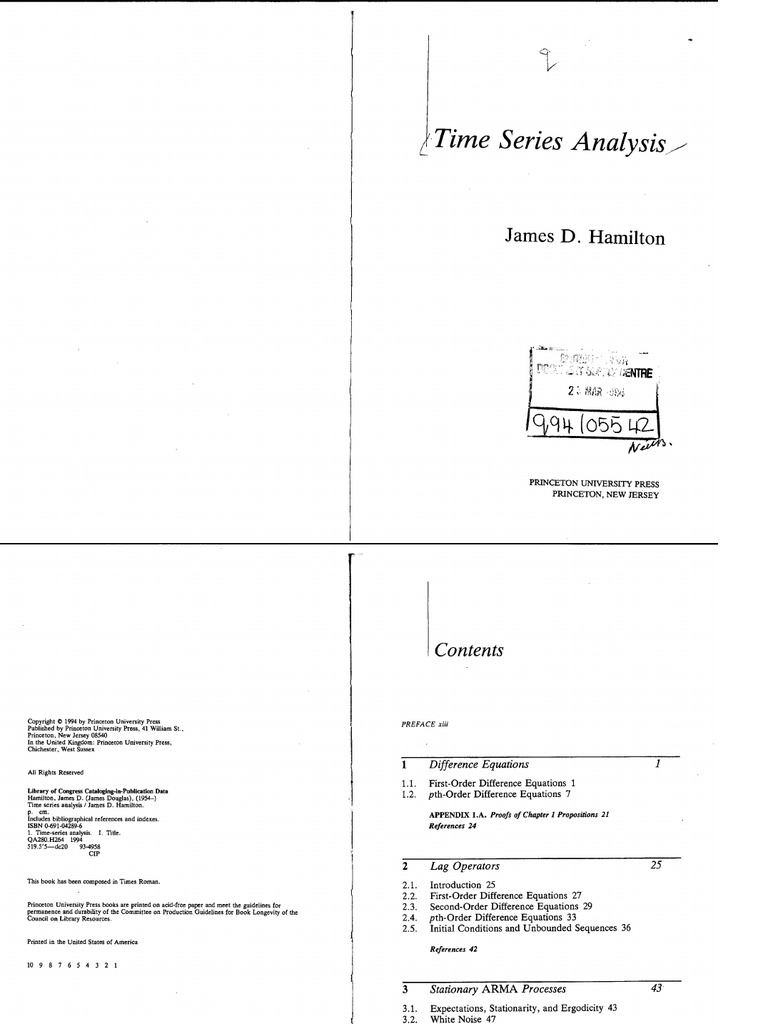 Time Series Analysis - Hamilton | PDF
