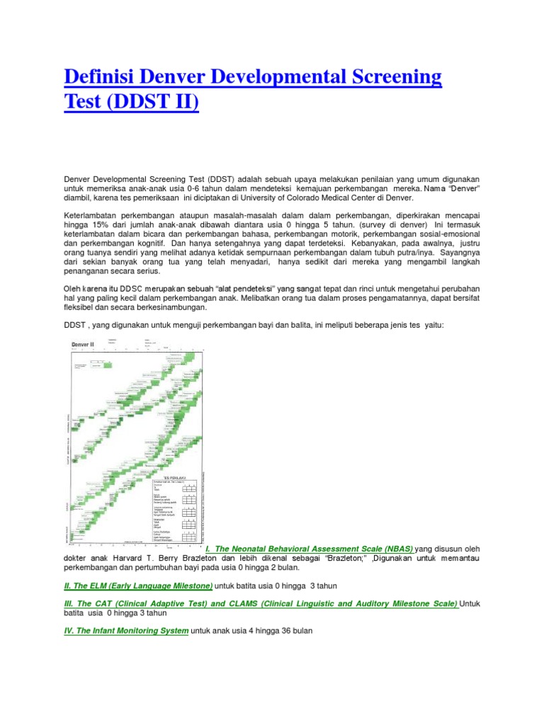 Definisi Denver Developmental Screening Test | PDF