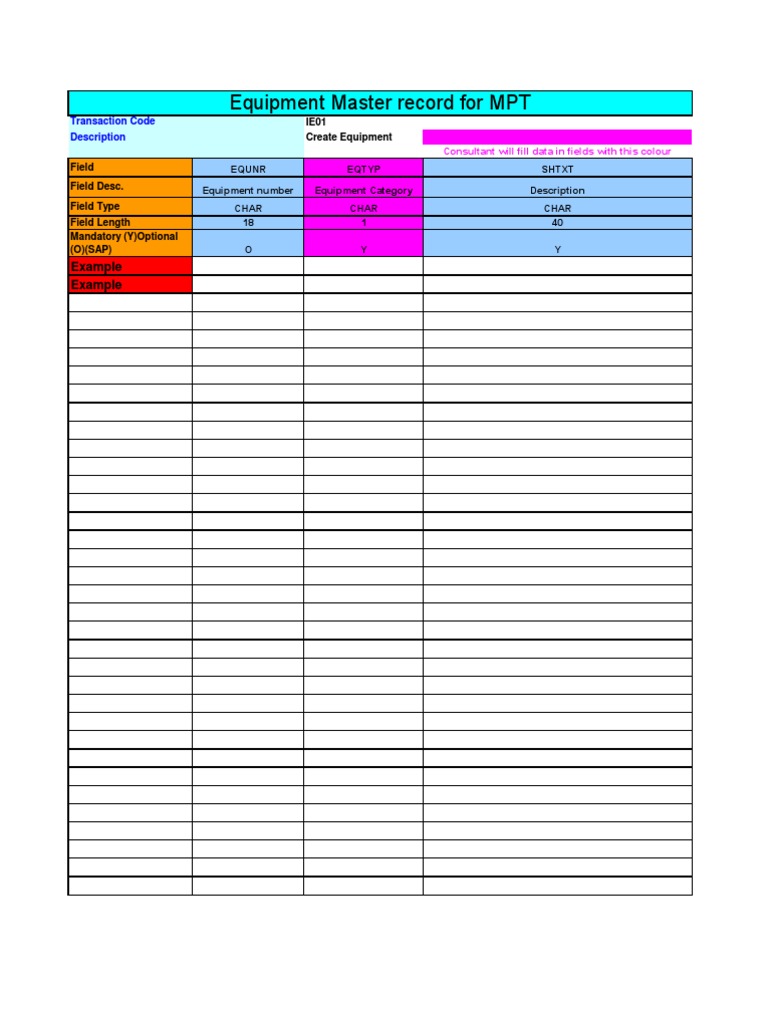 PM Master Data Template v1 | Data Type | Units Of Measurement