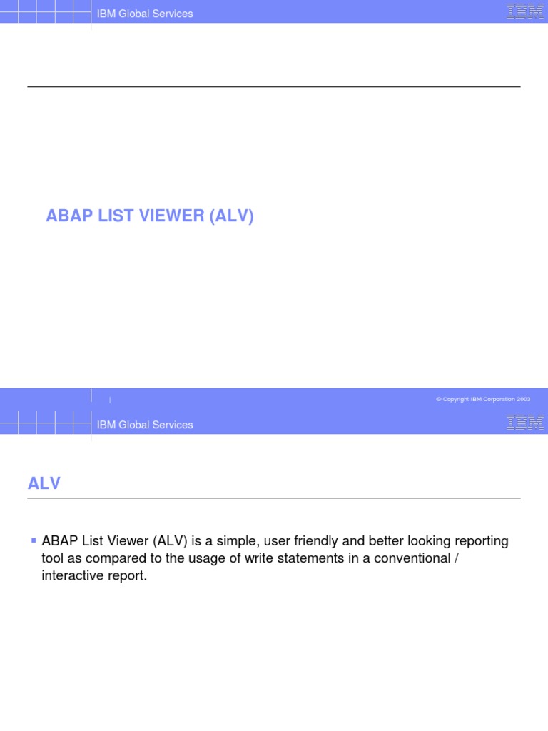 Abap List Viewer (Alv) | PDF | Subroutine | Parameter (Computer Programming)
