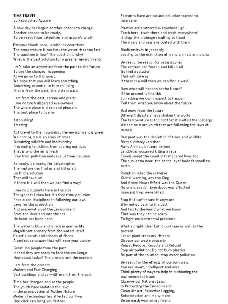TIME TRAVEL (A Poem For Nature) | PDF | Science & Mathematics