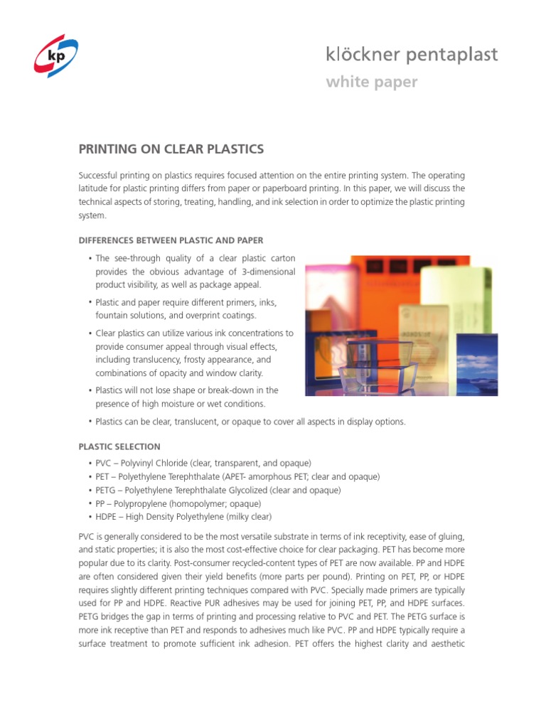 Printing On Clear Plastic PDF | PDF | Ink | Plastic