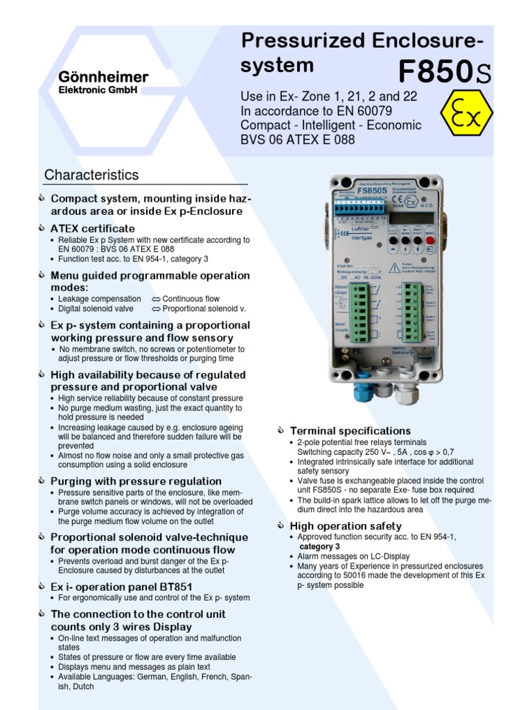 F850S Pressurized Enclosure System | PDF | Valve | Gases