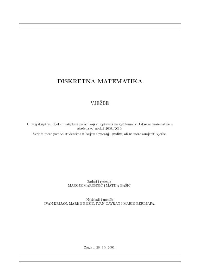 Skripta Diskretna Matematika | PDF