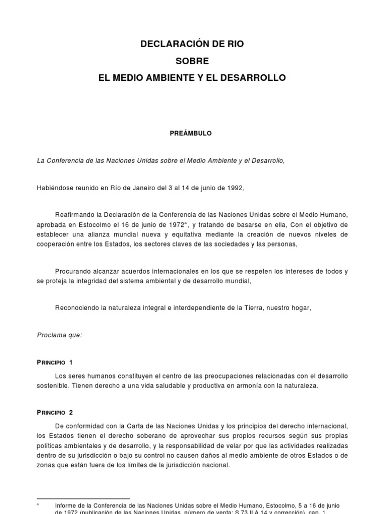 Declaracion de Rio Sobre Medio Ambiente y Desarrollo | PDF