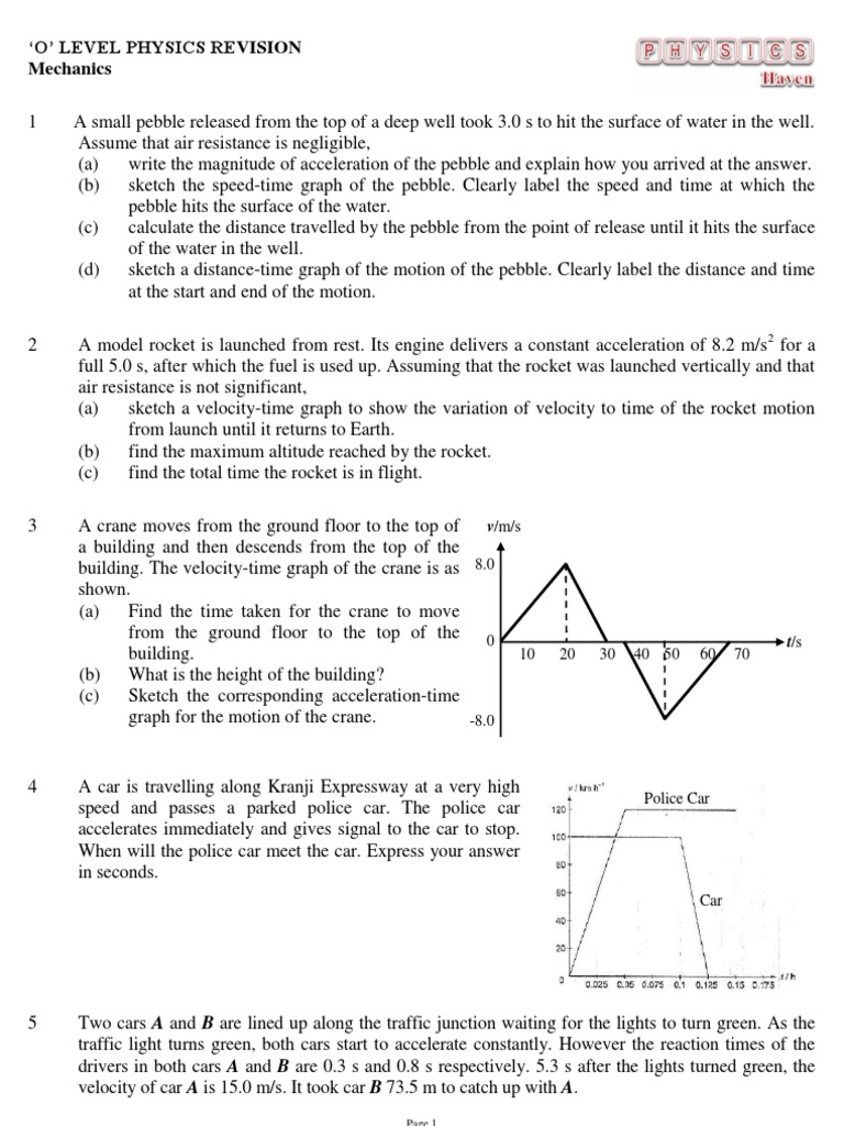 O Level Physics Mechanics | PDF