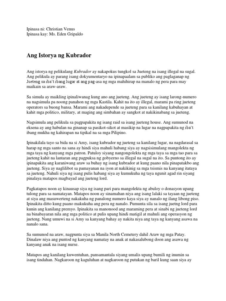 Kubrador Movie Review | PDF