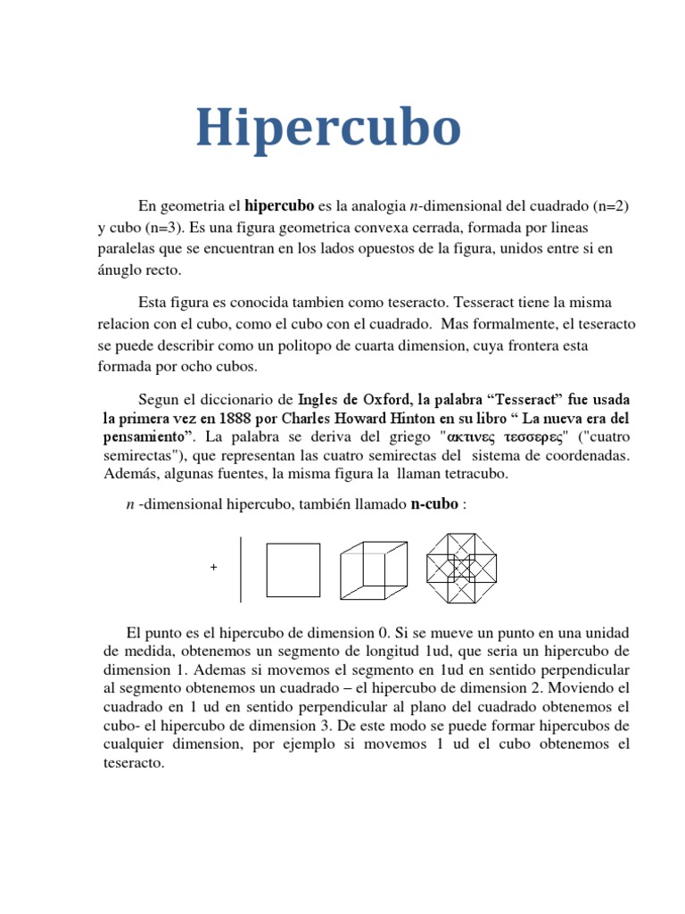 Hipercubo | PDF | Dimensión | Geometría