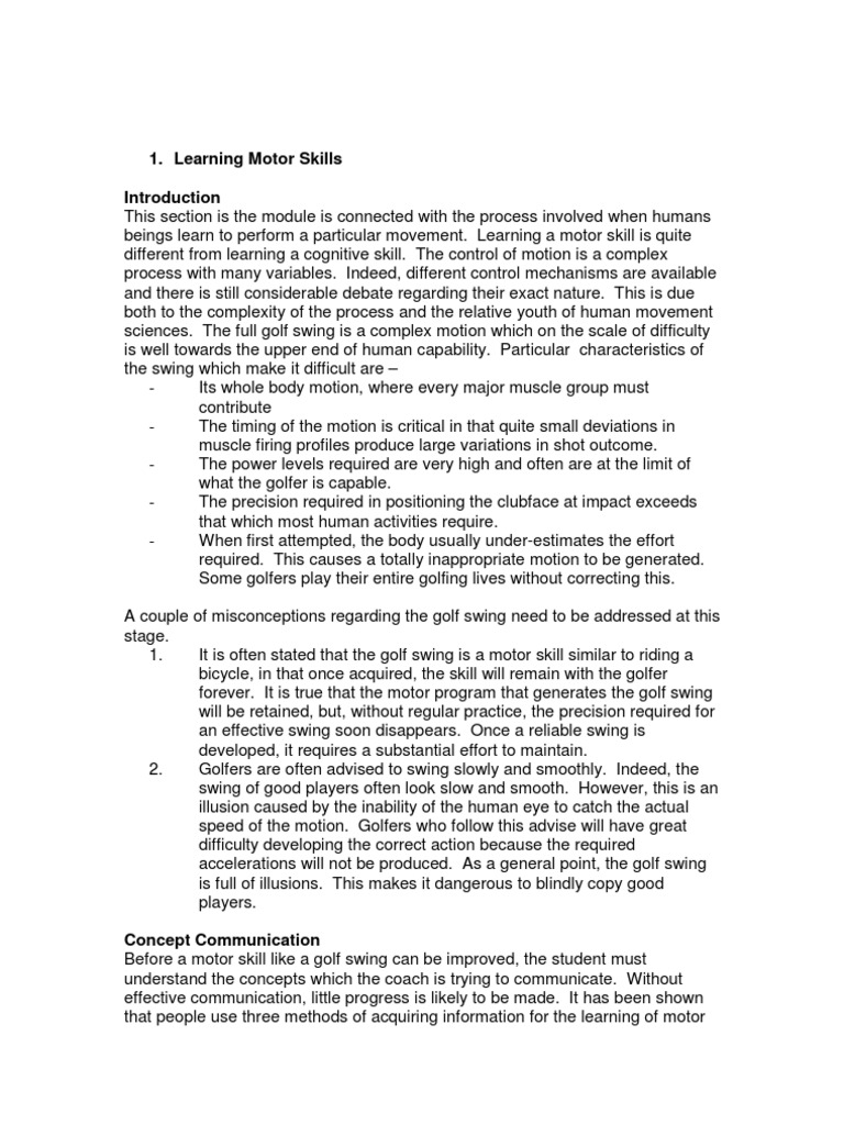 Mastering Golf Swing Motor Skills | PDF | Golf Stroke Mechanics ...