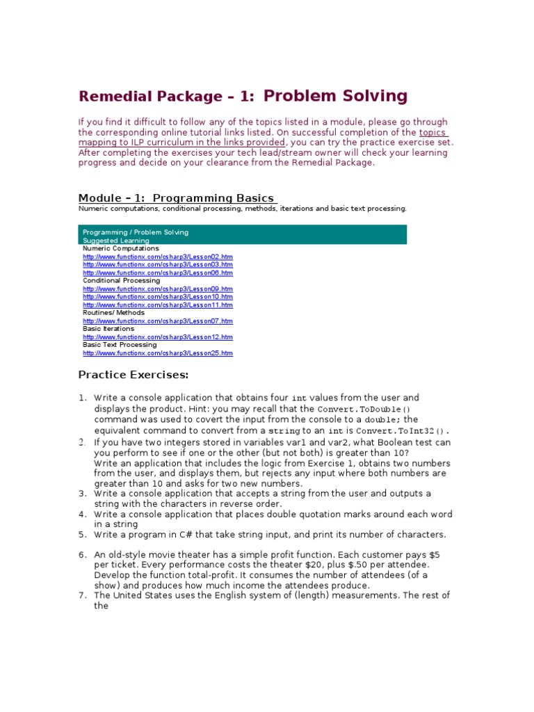 Remedial Package PS | PDF | Command Line Interface | Complex Number