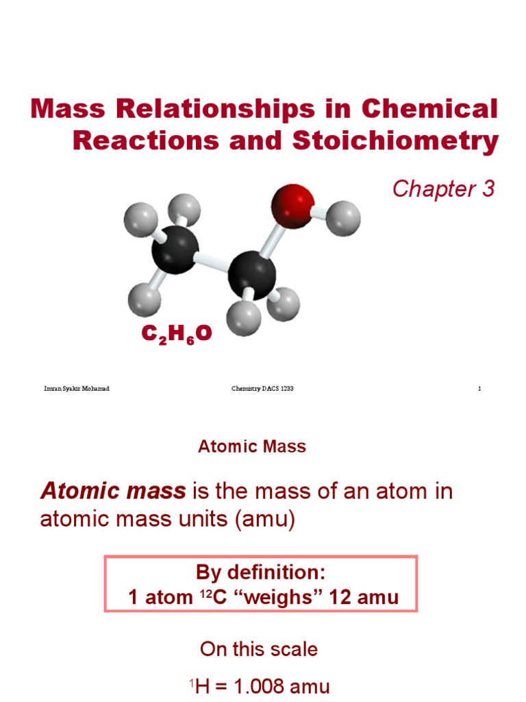 Chemistry-3-Mass Relationships in Chemical Student Note | Mole (Unit ...