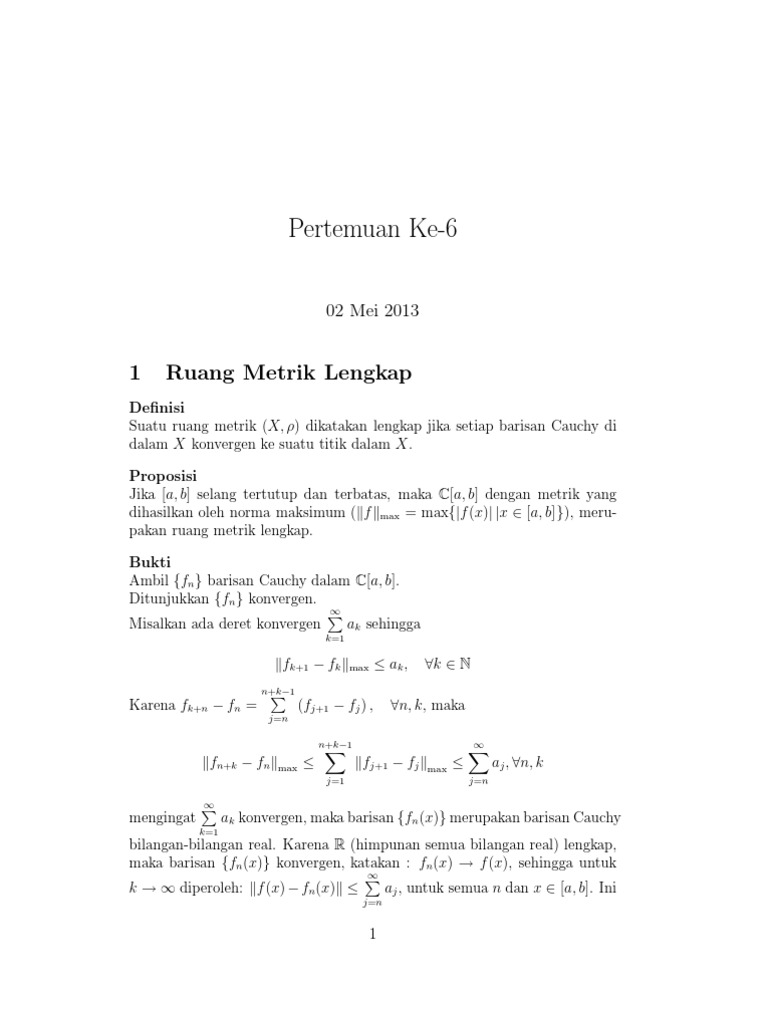 Ruang Metrik Lengkap | PDF