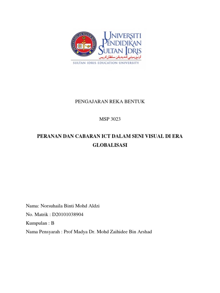Peranan Dan Cabaran Penggunaan ICT Seni Dalam Era Globalisasi | PDF