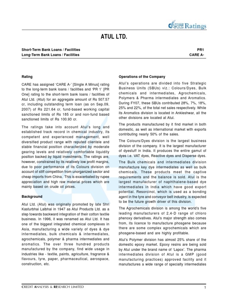 Atul Ltd. (1) | Dye | Chemical Industry