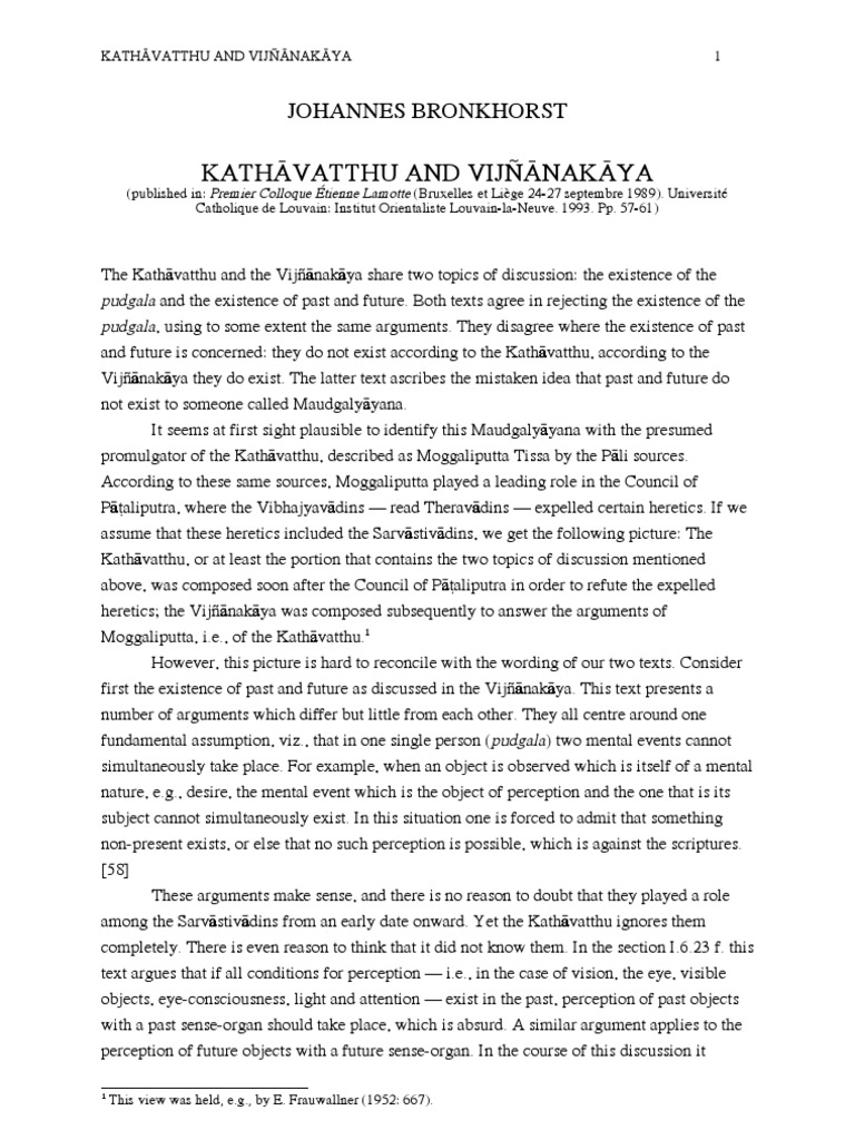 Kathavatthu and Vijnanakaya | PDF | Indian Religions