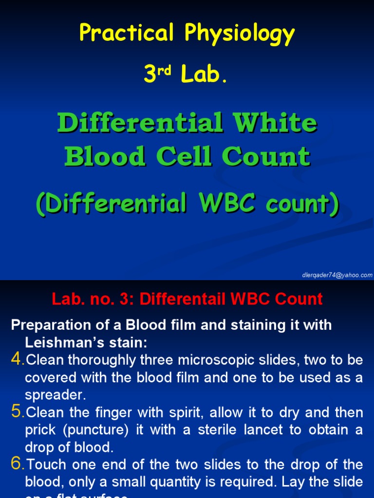 Differential WBC Count Procedure | PDF | White Blood Cell | Tissue ...