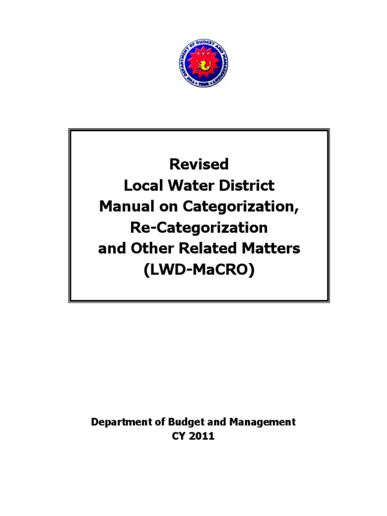 Local Water District Categorization Manual | PDF | Revenue | Programmer