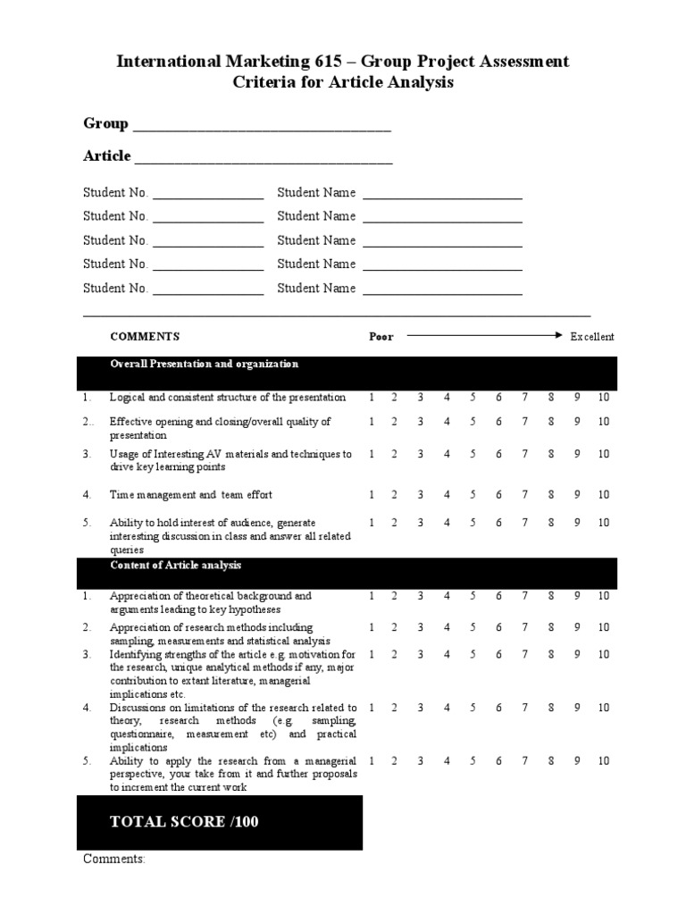 Article Analysis Marking Guide | PDF