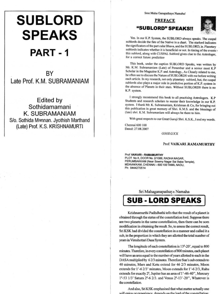 Sub Lord Speaks Part 1 | PDF | Planets | Jupiter