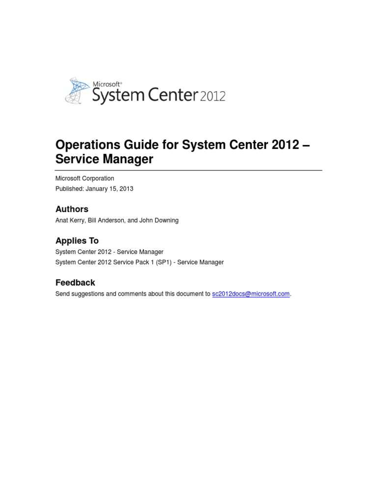 SC2012 ServiceMgr Operations | Download Free PDF | Data Warehouse | Active Directory