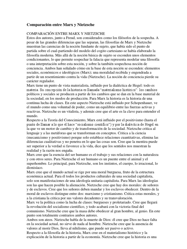 Comparación Entre Marx y Nietzsche | PDF | Friedrich Nietzsche | Karl Marx