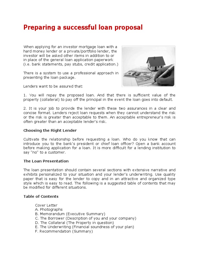 Preparing A Successful Loan Proposal | PDF | Finance & Money Management