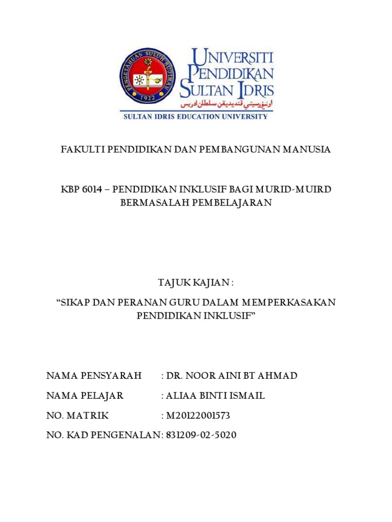 KAJIAN - Aliaa Binti Ismail (M20122001573) | PDF