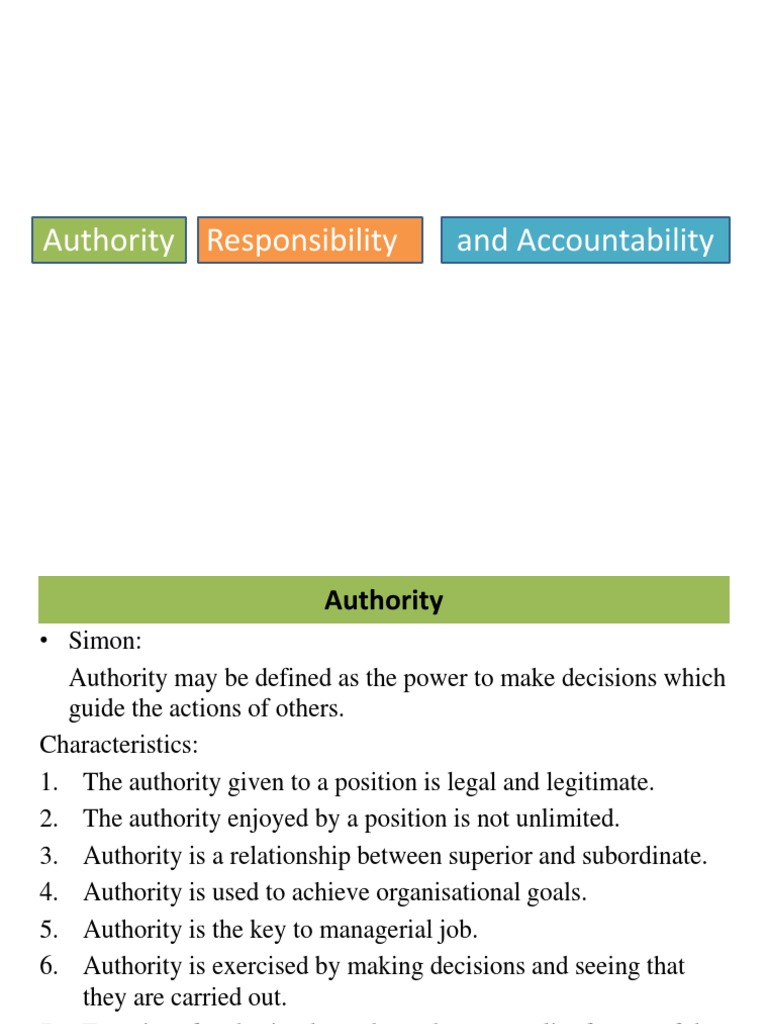 Authority and Responsibility | PDF | Hierarchy | Competence (Human ...