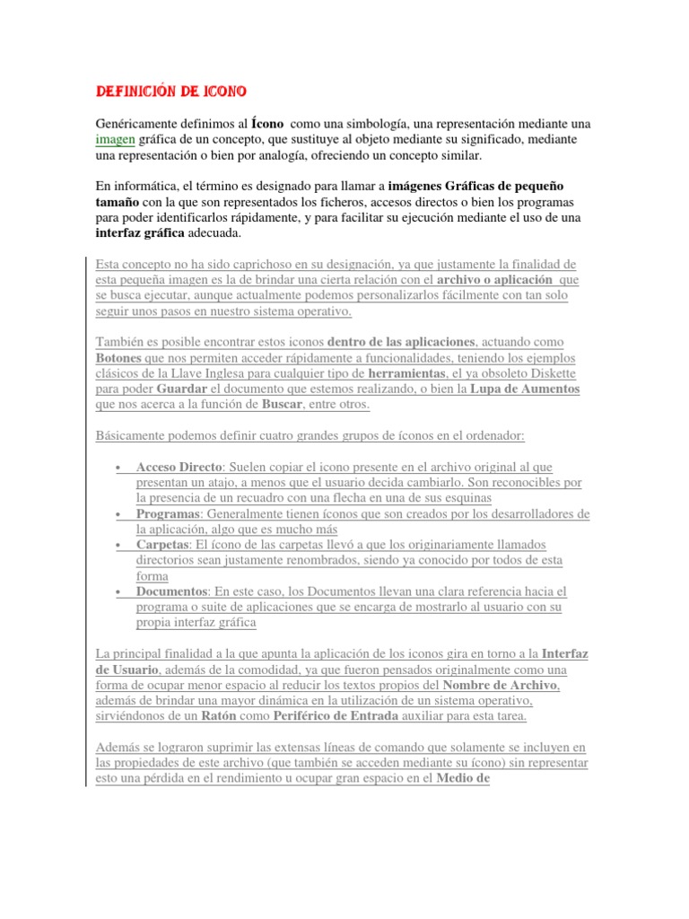 Definición y Concepto de Icono | PDF | Archivo de computadora | Sistema ...