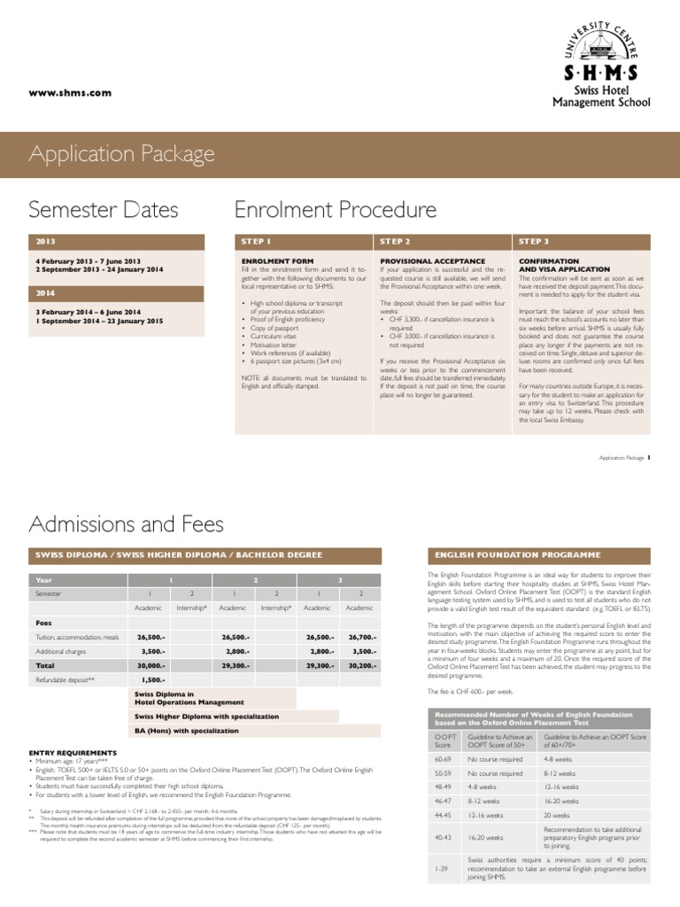 SHMS DatesFees | PDF
