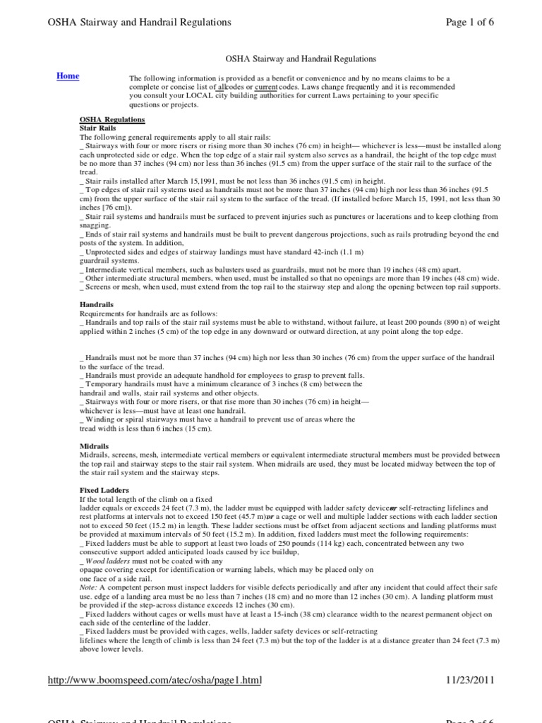 Osha Regulations Stairs For Stair and Railing Design | PDF | Stairs ...