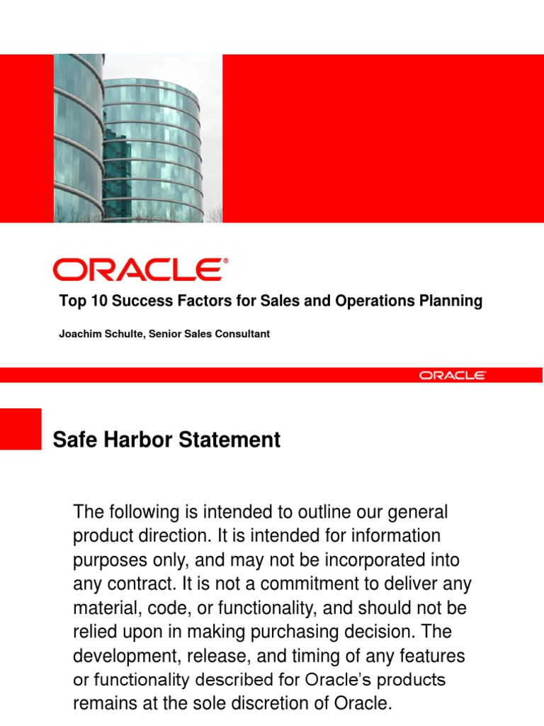 Top 10 Success Factors For Sales and Operations Planning | PDF ...