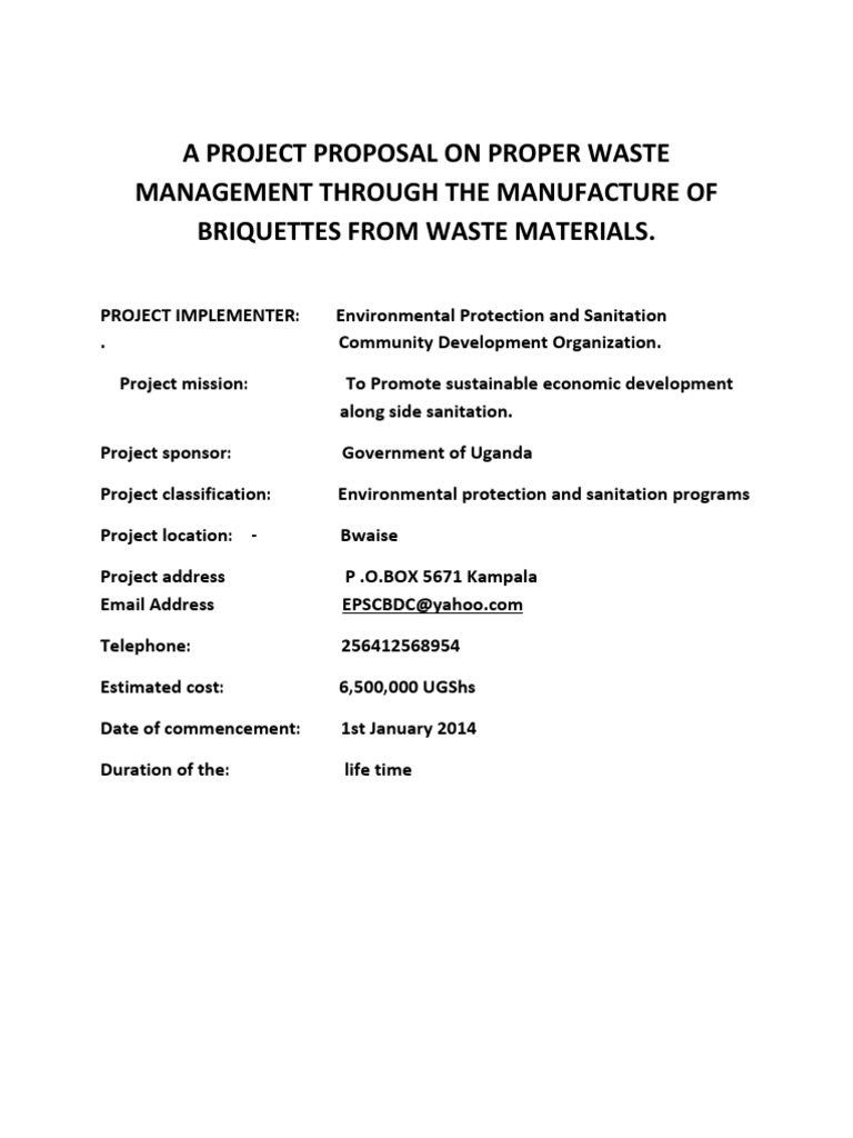 Proposal | PDF | Waste Management | Charcoal