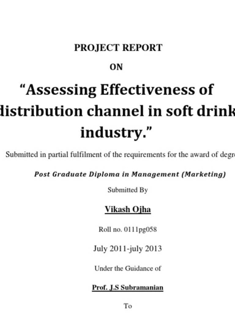 Assessing Effectiveness of Distribution Channel in Soft Drink Industry ...