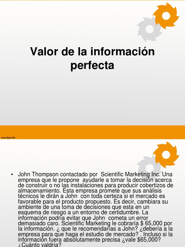 Valor de La Información Perfecta | PDF | Valor esperado | Mercado (economía)
