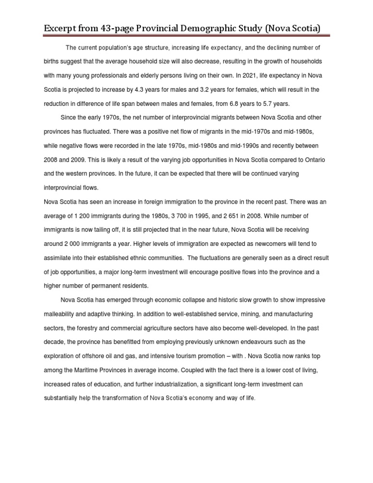 Provincial Study Sample | PDF | Nova Scotia | Immigration