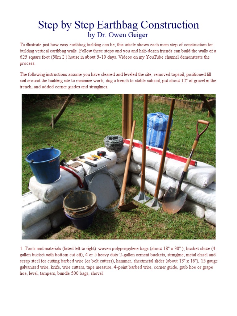 Earthbag Building - Step by Step Construction | PDF | Building ...