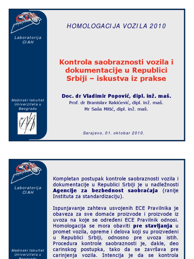 Homologacija Vozila 2010 | PDF