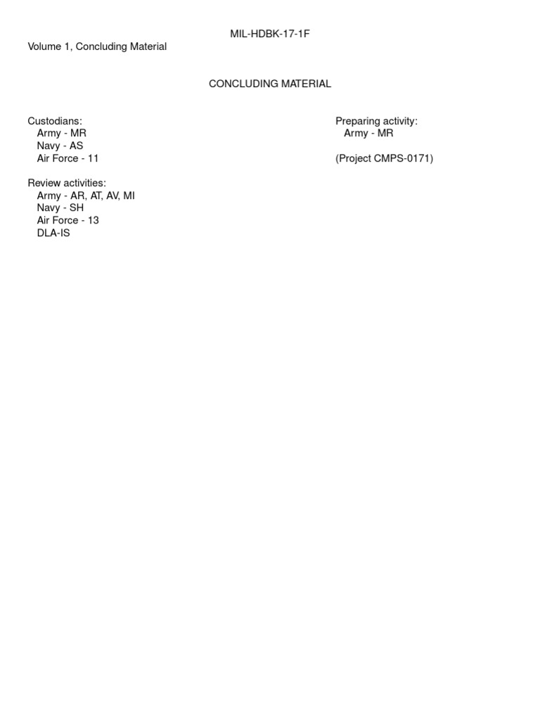 MIL-HDBK-17-1F Volume 1, Concluding Material | PDF