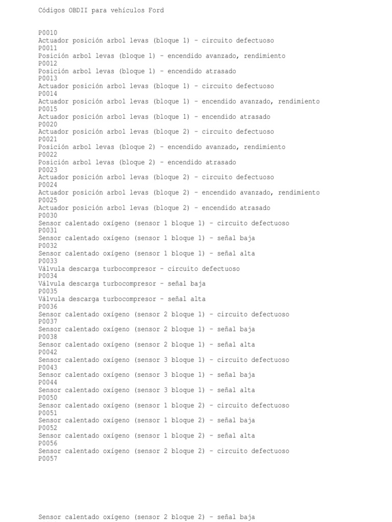 Codigos Ford | PDF | Acelerador | Turbocompresor