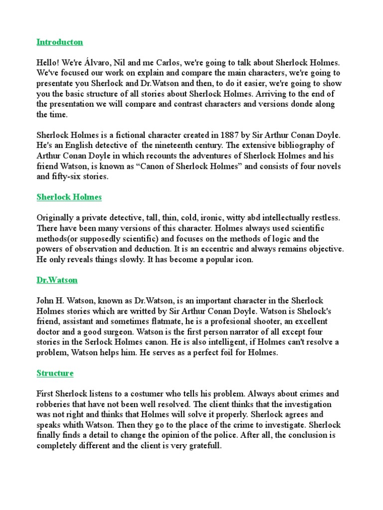 Sherlock Holmes Word | PDF | Sherlock Holmes | Dr. Watson