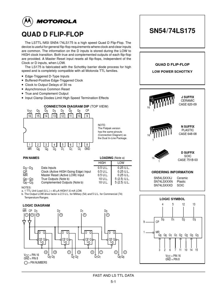 74LS175 | PDF | Electrical Engineering | Electronic Engineering