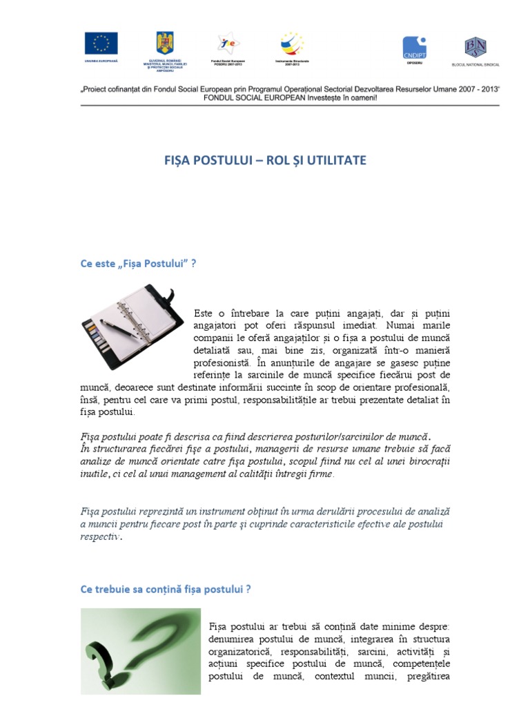 Fisa+postului Modele1 | PDF