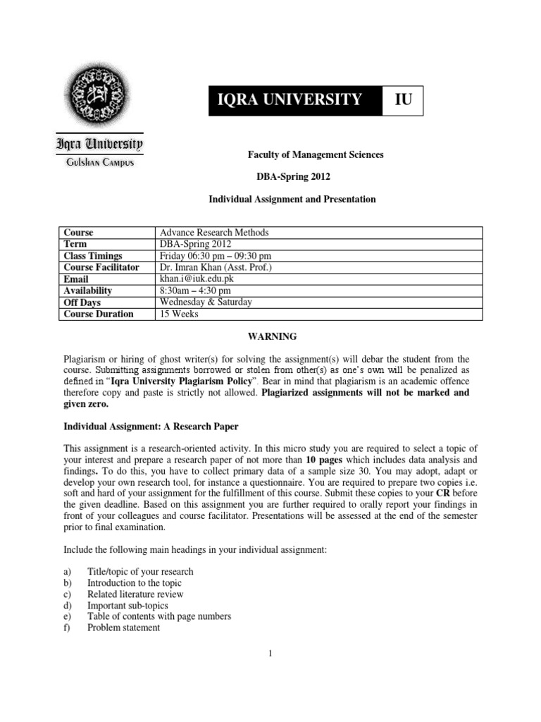 Assignment Advance Research Methods | PDF | Plagiarism | Science