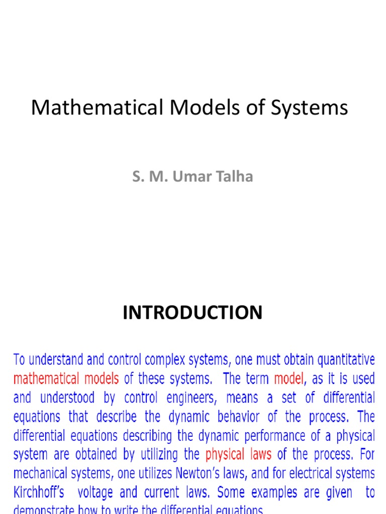 Mathematical Models of Systems | PDF | Mathematical Model ...