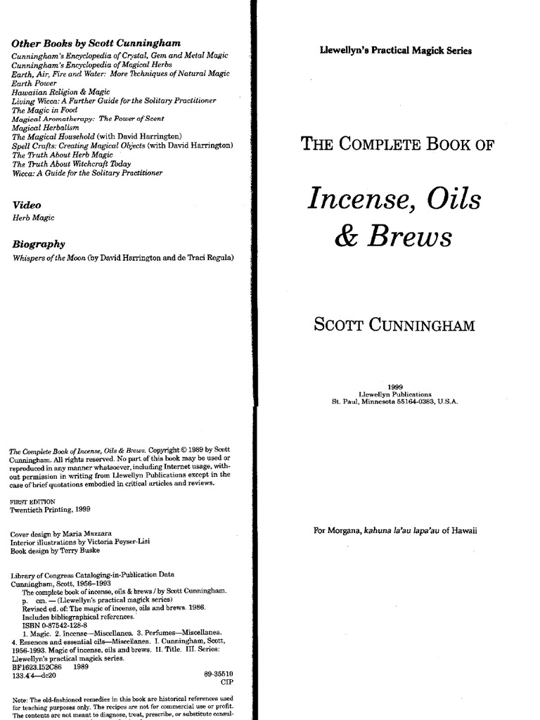 The Complete Book of Incense Oils and Brews, Scott Cunningham | PDF