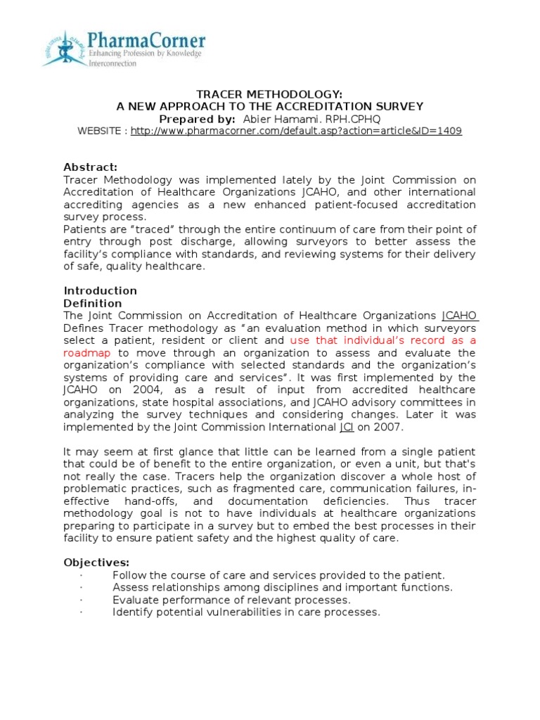 Tracer Methodology | Joint Commission | Patient