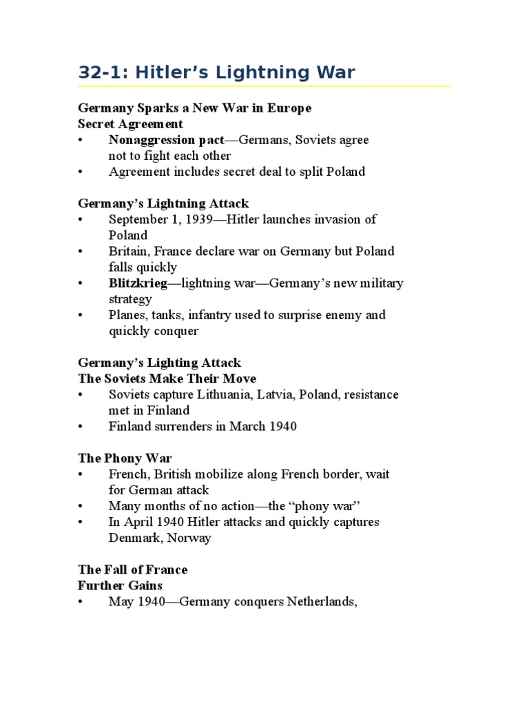 32 1 Hitler's Lightning War | PDF | Allies Of World War II | Blitzkrieg