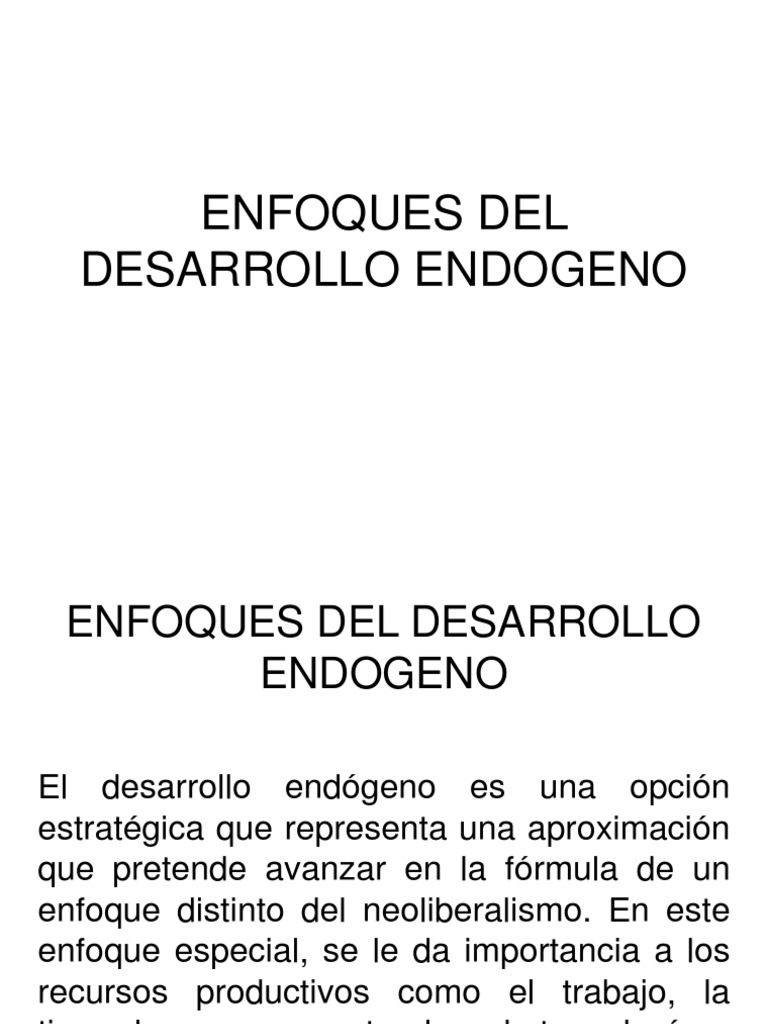 Enfoques Del Desarrollo Endogeno | PDF