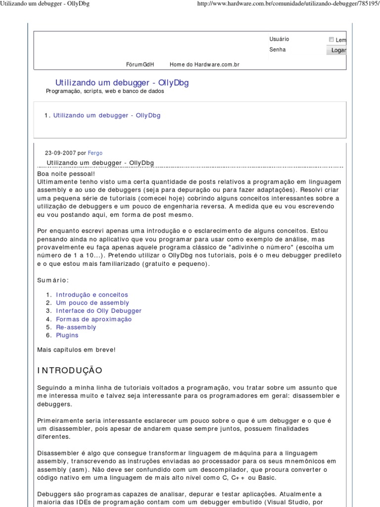 Utilizando Um Debugger - OllyDbg | PDF